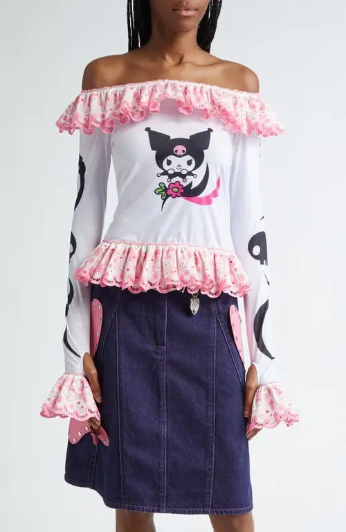 Chopova Lowena X Sanrio Rivals Long Sleeve Jersey Top In White And